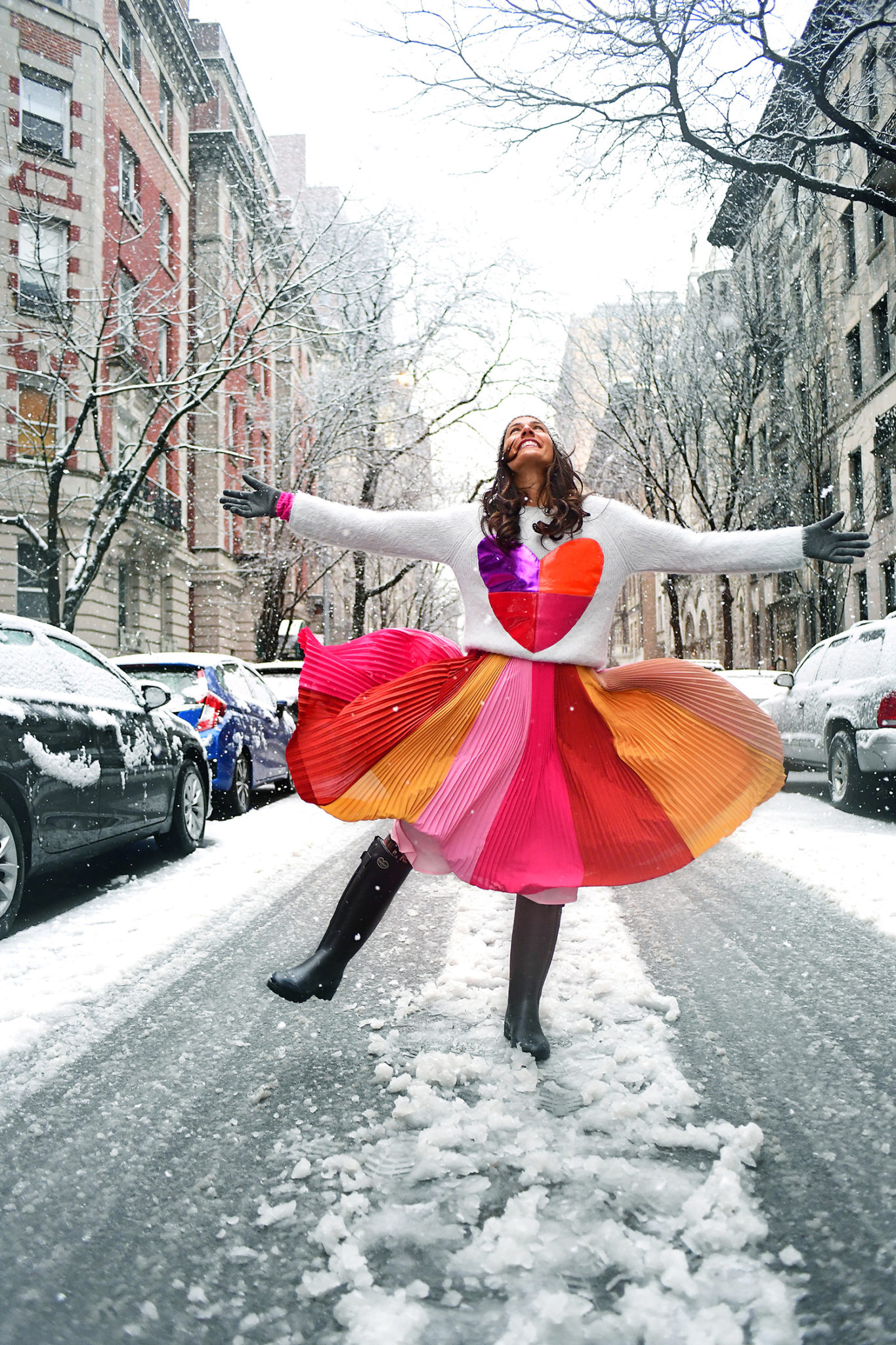 Brights on Whites! Snow-Day Style! - NYC Pretty